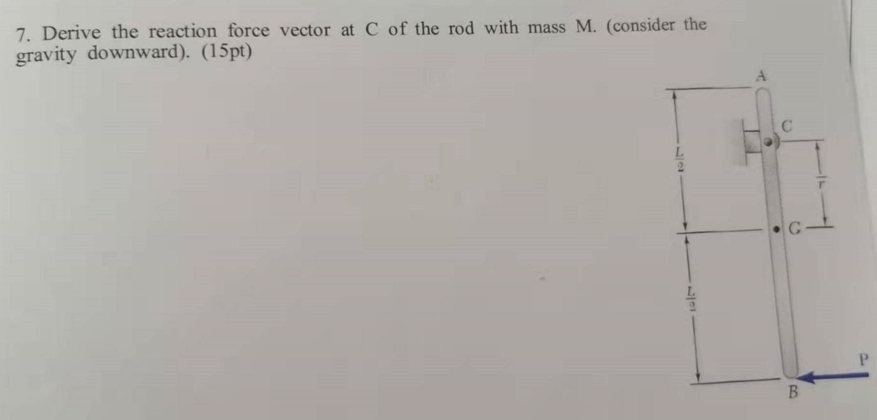 Solved 7. Derive the reaction force vector at C of the rod | Chegg.com