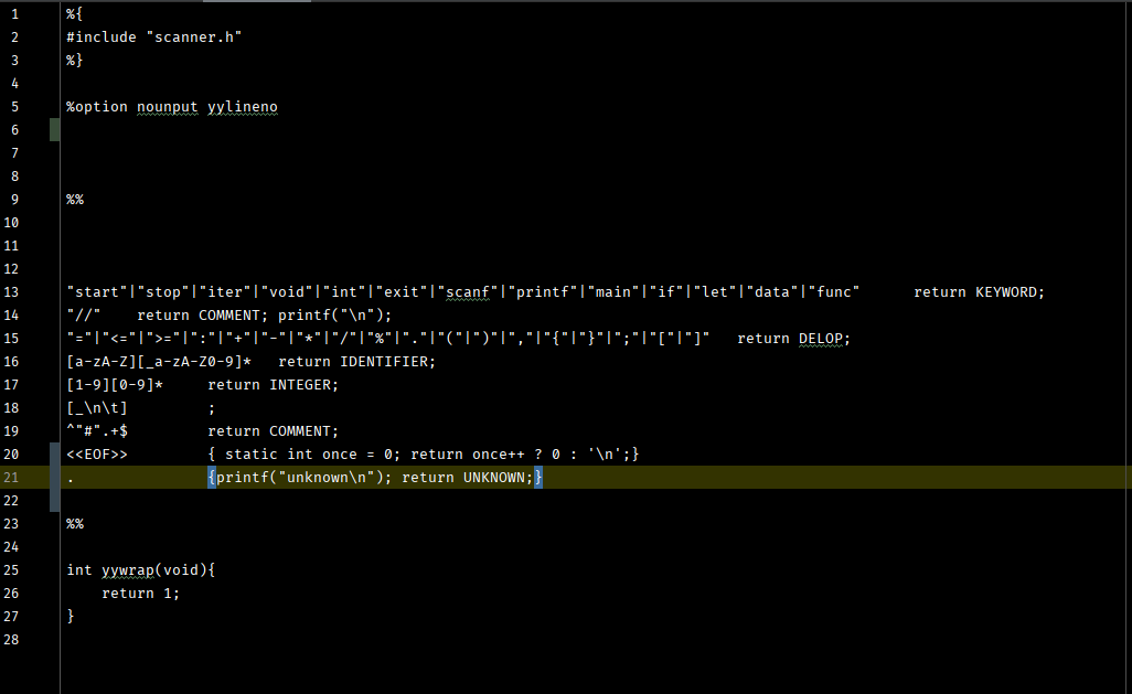 Solved I need help implementing a lex lexical analyzer in c. | Chegg.com