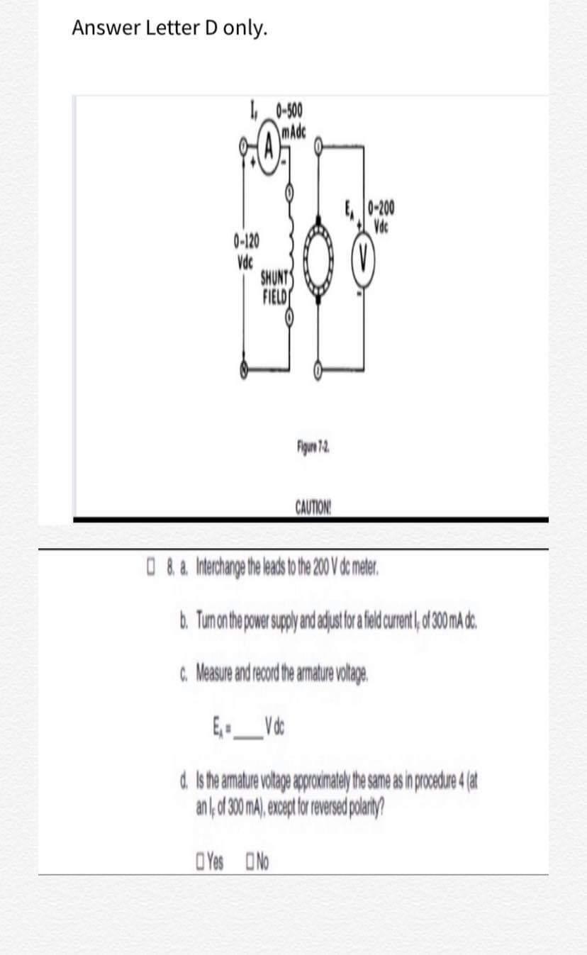 Solved Answer Letter D only. 10-500 made 0-200 Vdc 0-120 Vdc | Chegg.com