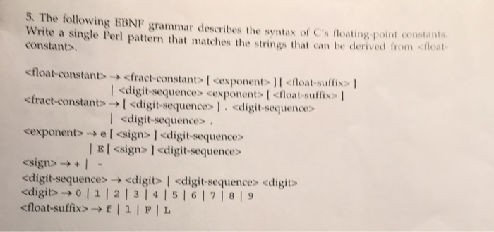Solved 5. The following EBNF grammar describes the syntax of | Chegg.com