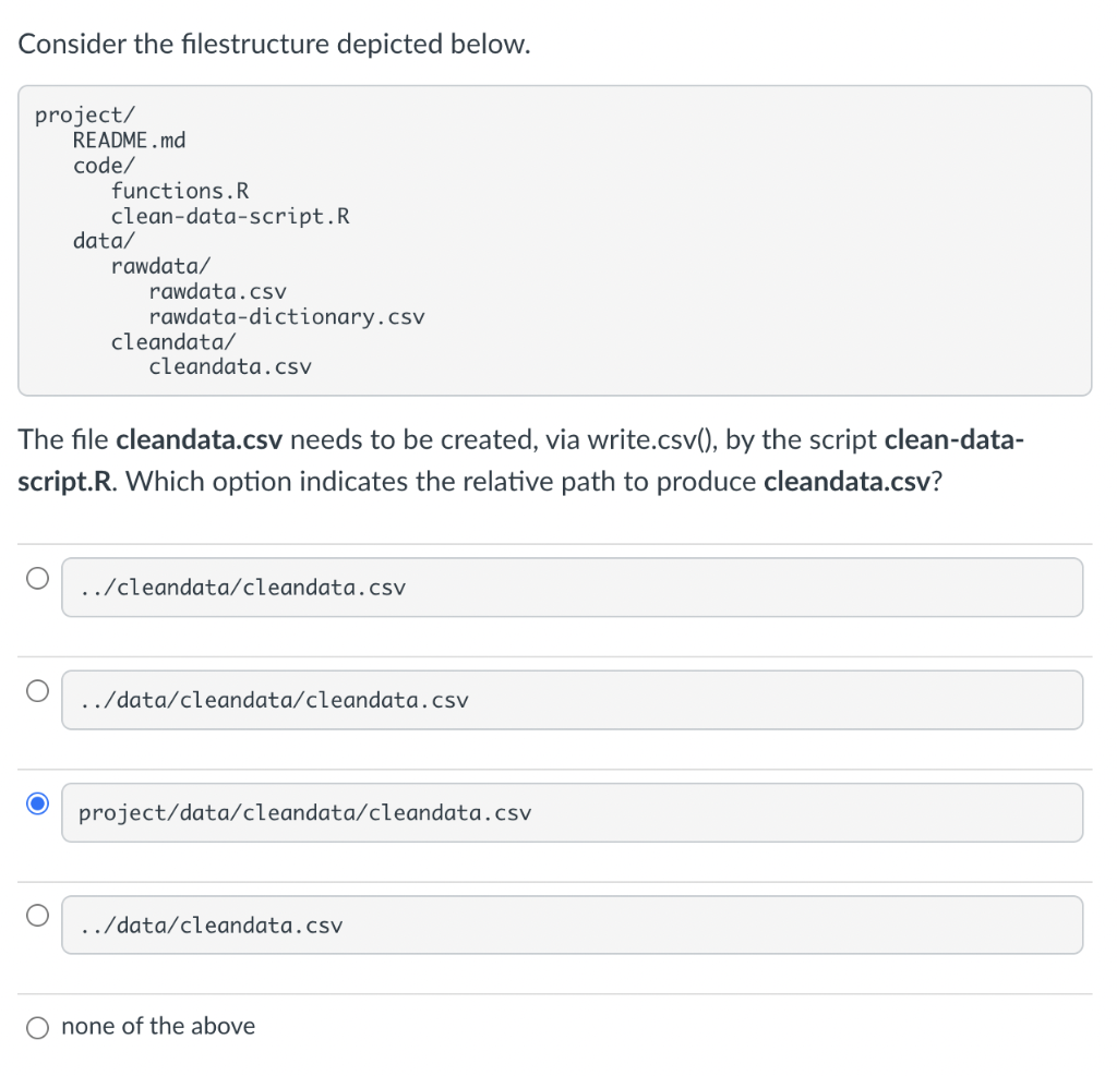 Solved Consider the filestructure depicted below. project/ | Chegg.com
