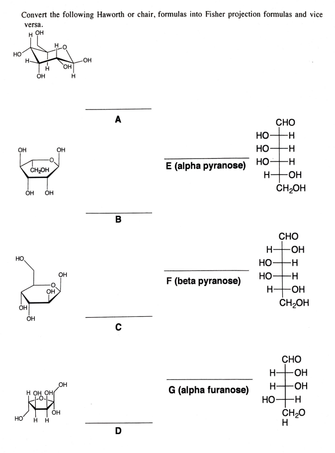 Solved Convert the following Haworth or chair, formulas into | Chegg.com