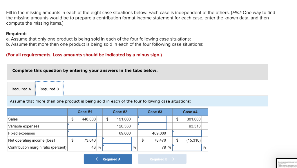 Solved Fill in the missing amounts in each of the eight case | Chegg.com