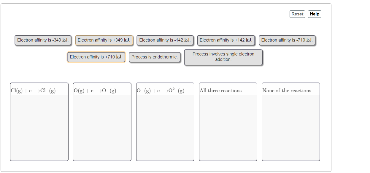 Solved Reset Help Electron affinity is -349 kJ. Electron | Chegg.com