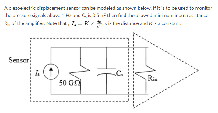 Solved A piezoelectric displacement sensor can be modeled as | Chegg.com