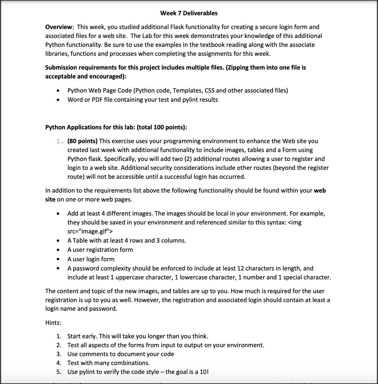 Solved Week 7 Deliverables Overview: This week, you studied | Chegg.com