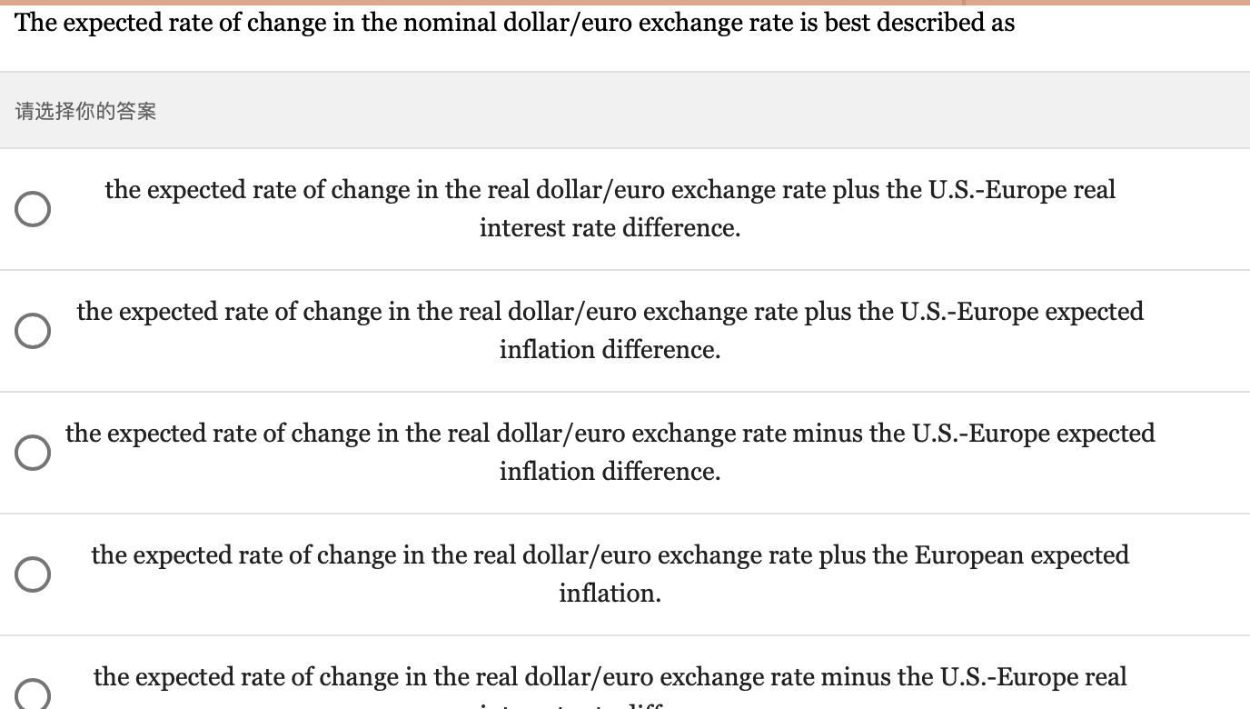 Solved The expected rate of change in the nominal | Chegg.com