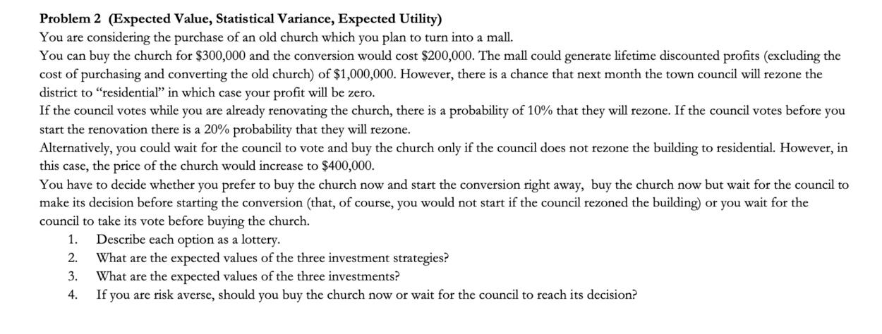 Solved Problem 2 (Expected Value, Statistical Variance, | Chegg.com