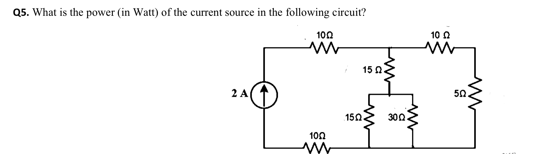 Solved Q5. ﻿What is the power (in Watt) ﻿of the current | Chegg.com