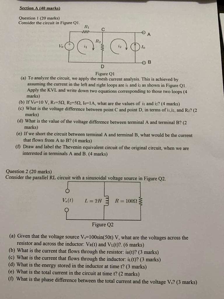 Solved Section A (40 marks) Question 1 (20 marks) Consider | Chegg.com