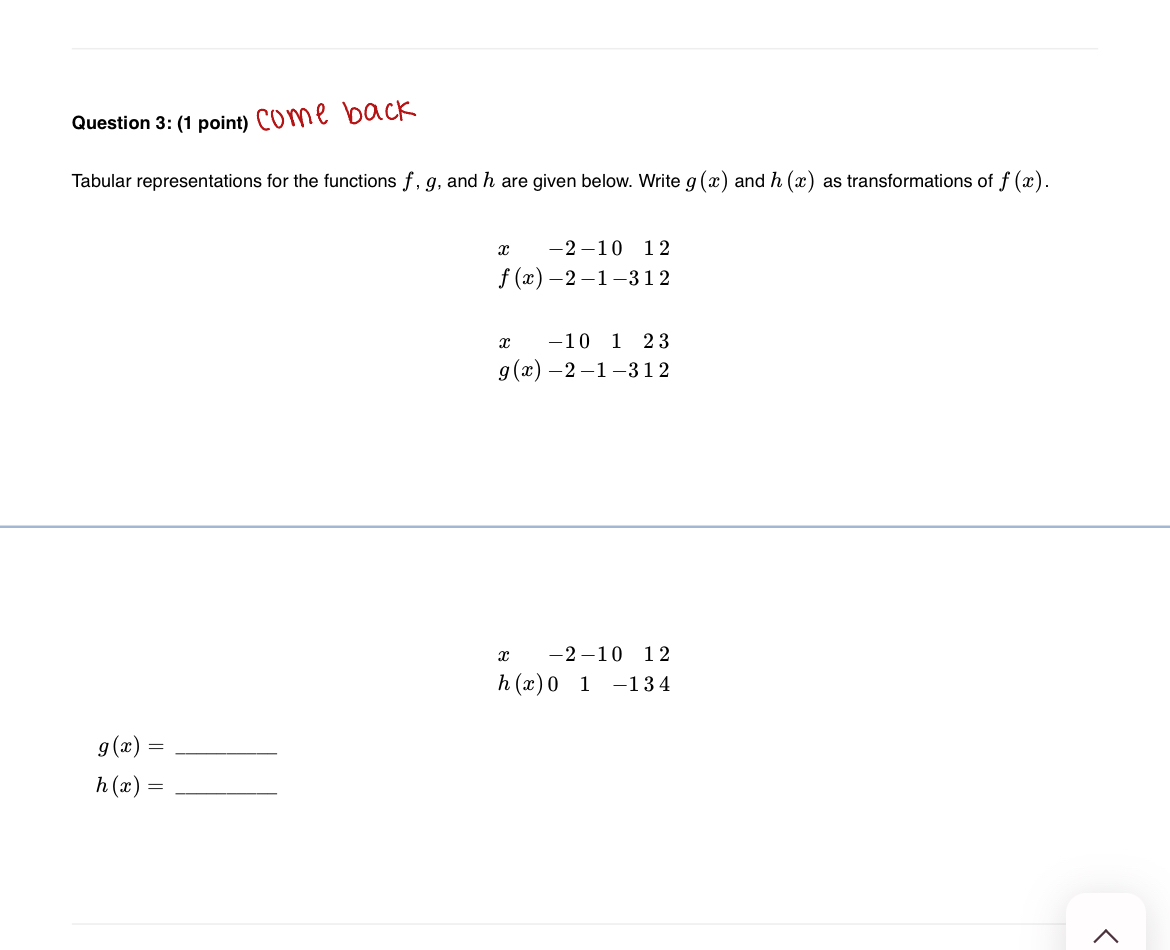Solved Question 3: (1 ﻿point) ﻿Coml backTabular | Chegg.com
