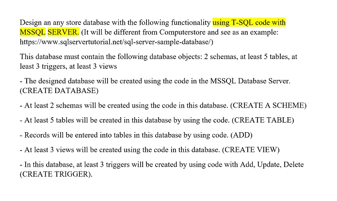 Design an any store database with the following | Chegg.com
