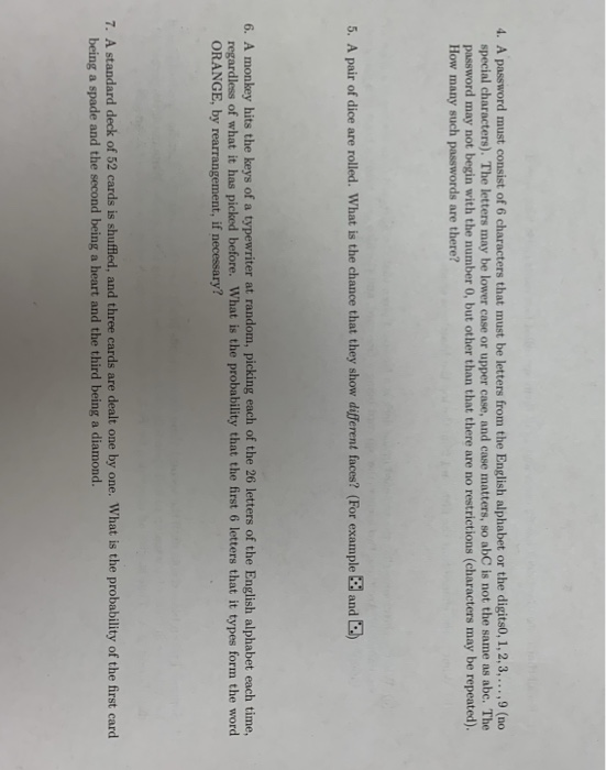 Solved 4. A password must consist of 6 characters that must | Chegg.com