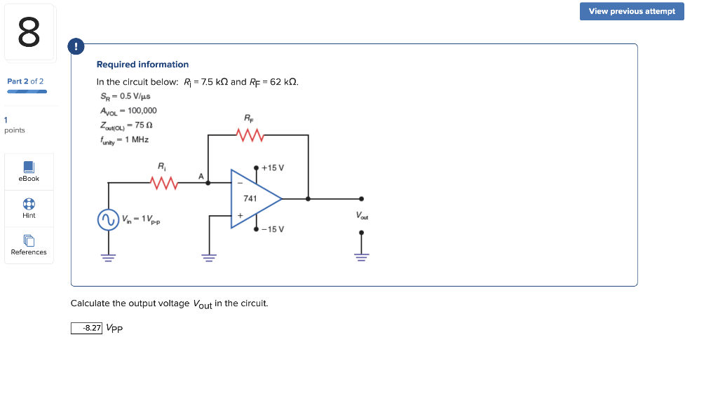 Solved View previous attempt 8 Required information Part 2 | Chegg.com