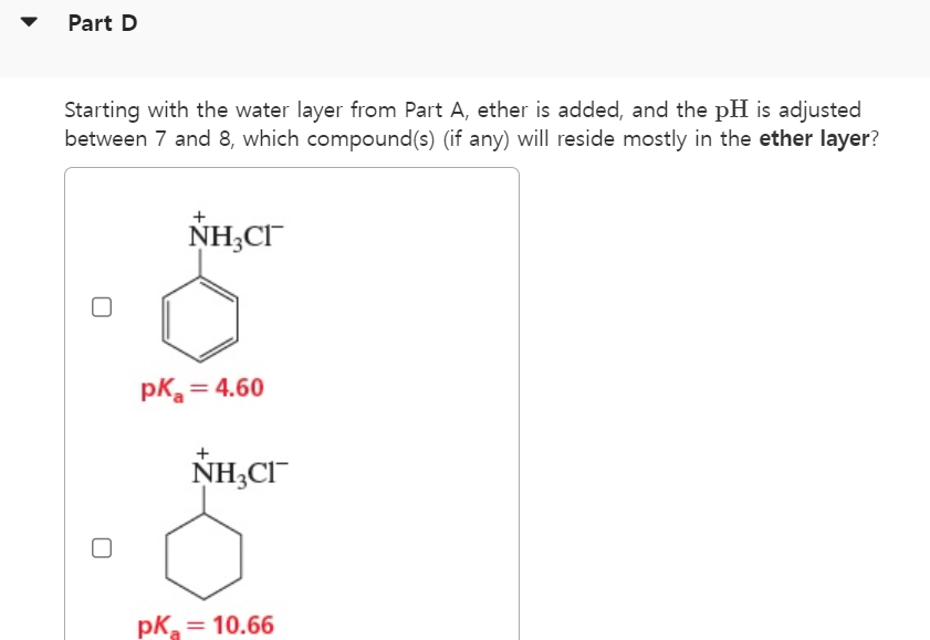 Solved Starting with the water layer from Part A, ether is | Chegg.com