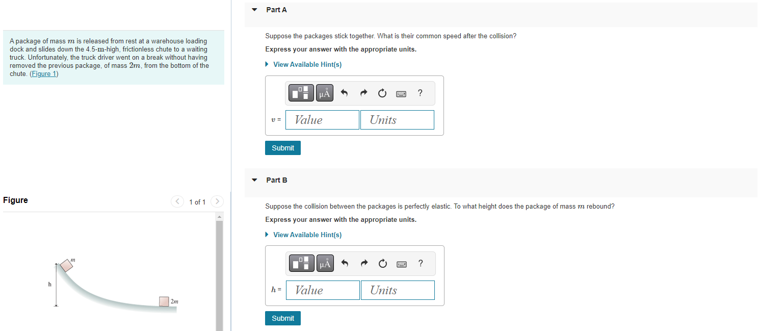 Solved A package of mass m is released from rest at a | Chegg.com