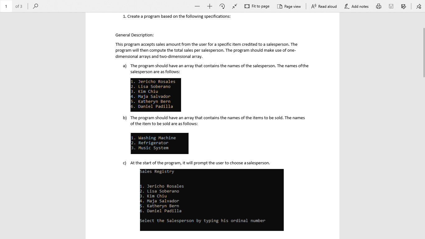 Solved 1 of 3 o + Fit to page IL Page view A' Read aloud 1 | Chegg.com