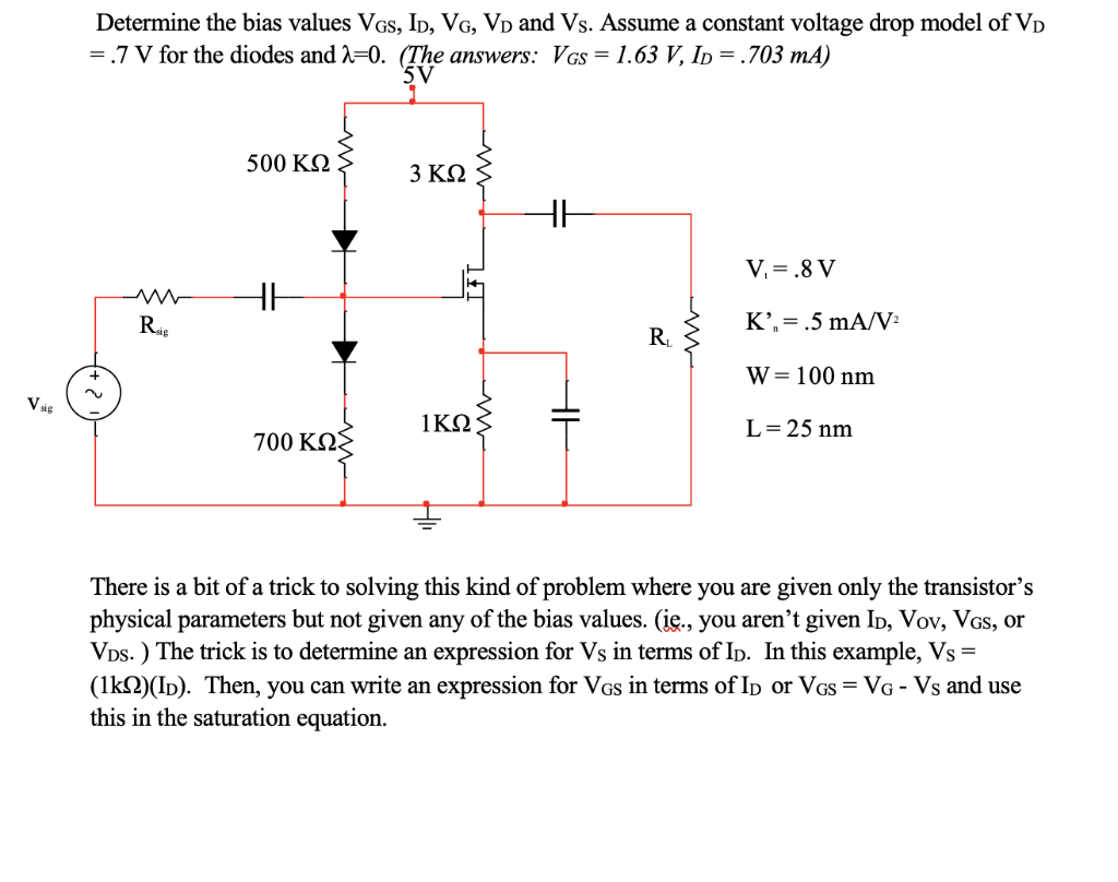 Solved Determine the bias values Vos, Ip, VG, Vp and Vs. | Chegg.com