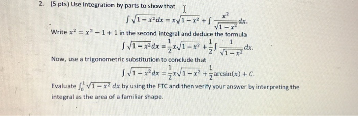 Solved Use integration by parts to show that integral | Chegg.com