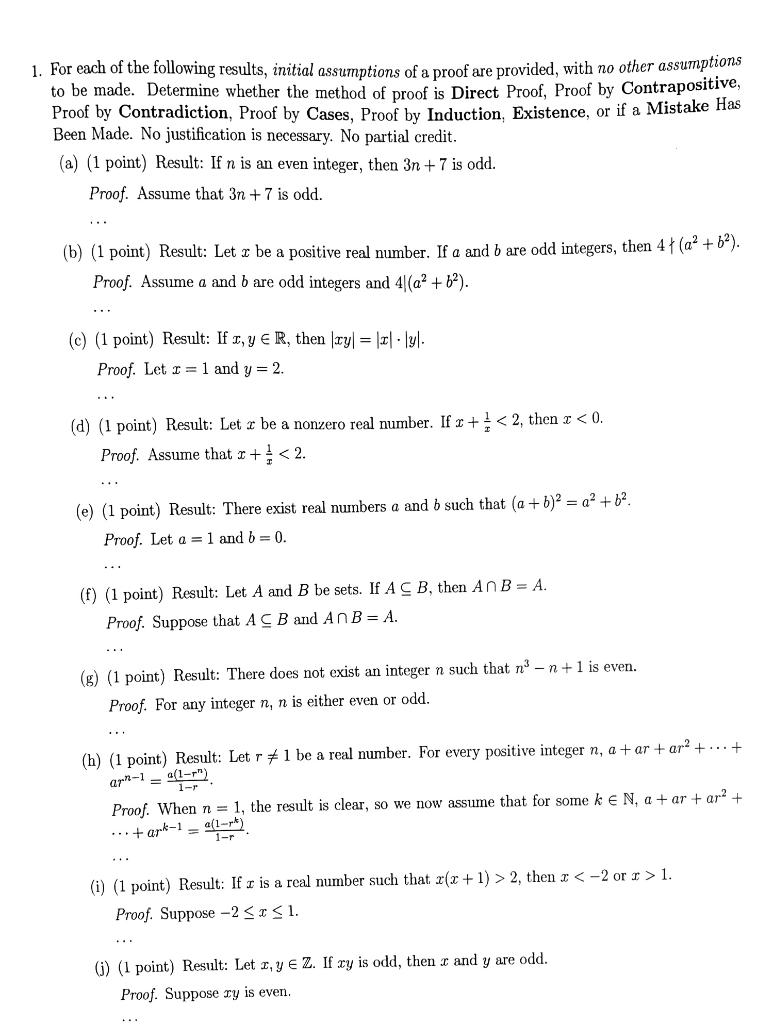 Solved For each of the following results, initial | Chegg.com