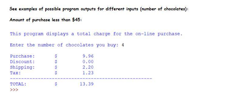 Solved Problem: On-line shopping with a discount Write a | Chegg.com