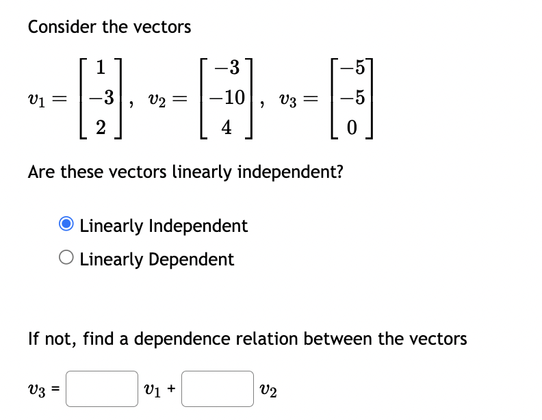 Consider the vectors \\[ | Chegg.com