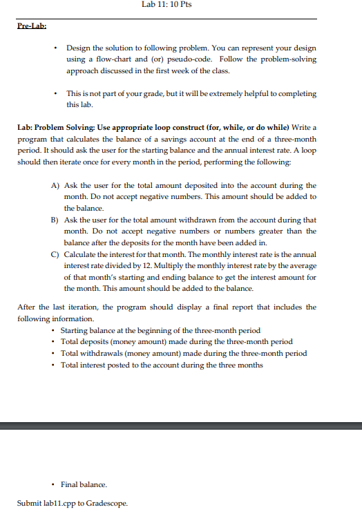 Solved lab 11: 10pts Pre-Lab: - ﻿Design the solution to | Chegg.com