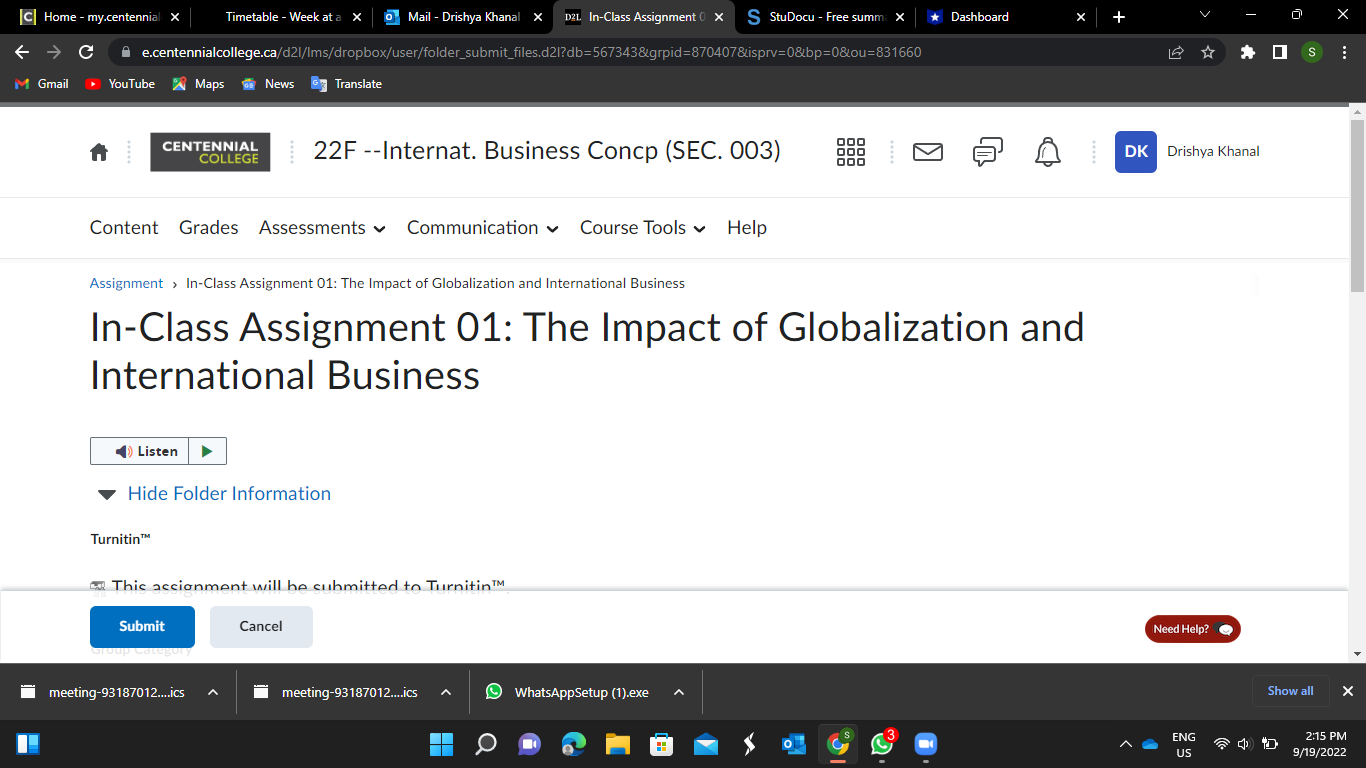 In-Class Assignment 01: The Impact of Globalization | Chegg.com