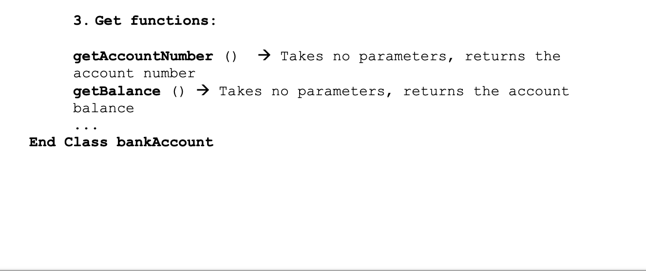 Solved fine the class bankAccount to implement the basic | Chegg.com
