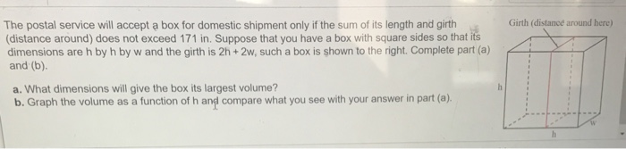 Solved The postal service will accept a box for domestic | Chegg.com