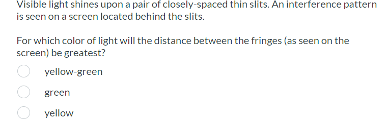 Solved Visible light shines upon a pair of closely-spaced | Chegg.com