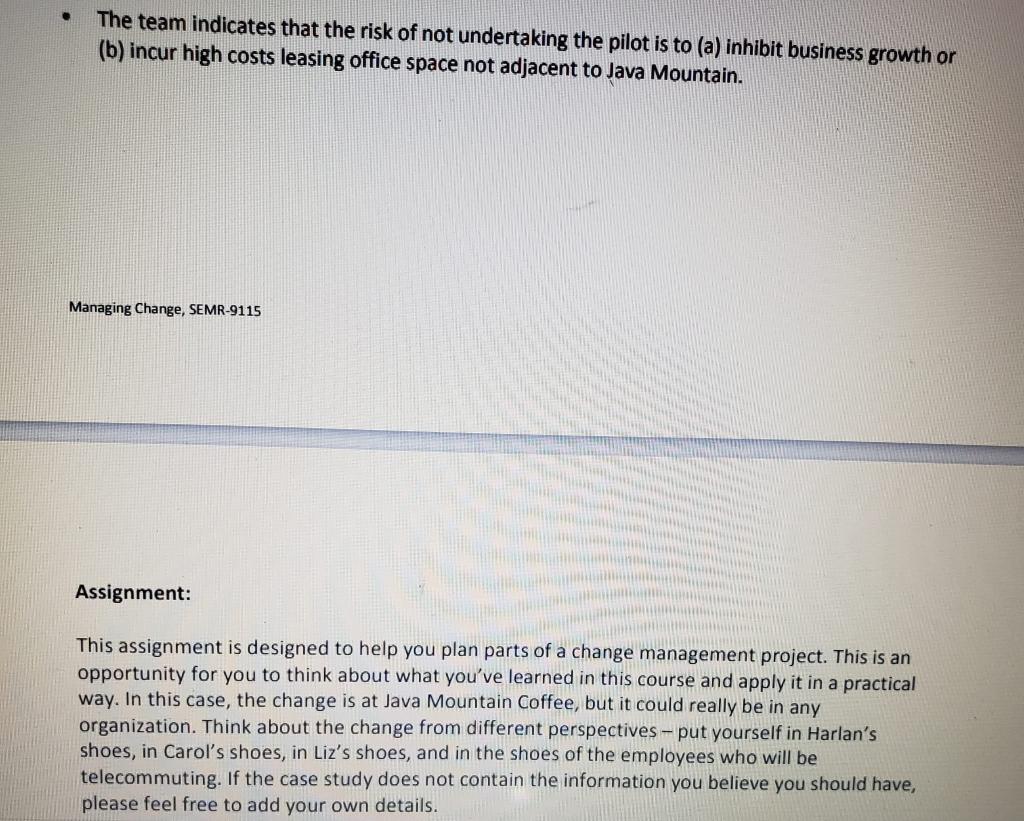 Solved Java Mountain Coffee Case Study and Assignment | Chegg.com