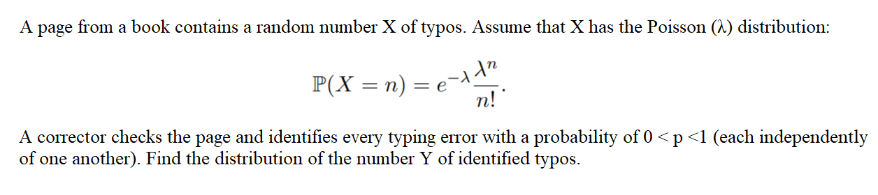 Solved A page from a book contains a random number X of | Chegg.com