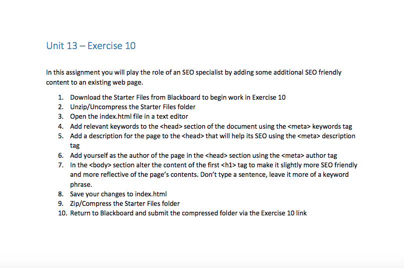Solved Unit 13 – Exercise 10 In this assignment you will | Chegg.com