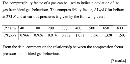 Solved The compressiblity factor of a gas can be used to | Chegg.com