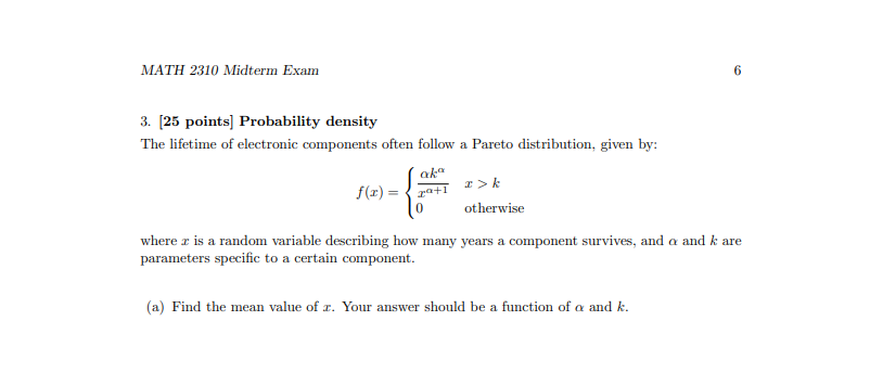 Solved points] ﻿Probability densityThe lifetime of | Chegg.com