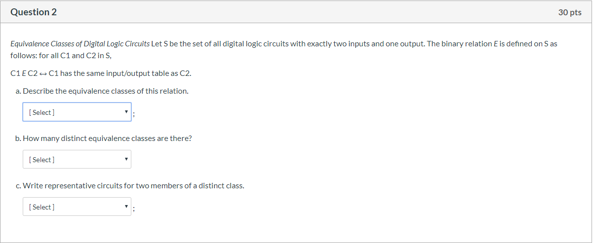 Question 2 30 pts Equivalence Classes of Digital | Chegg.com