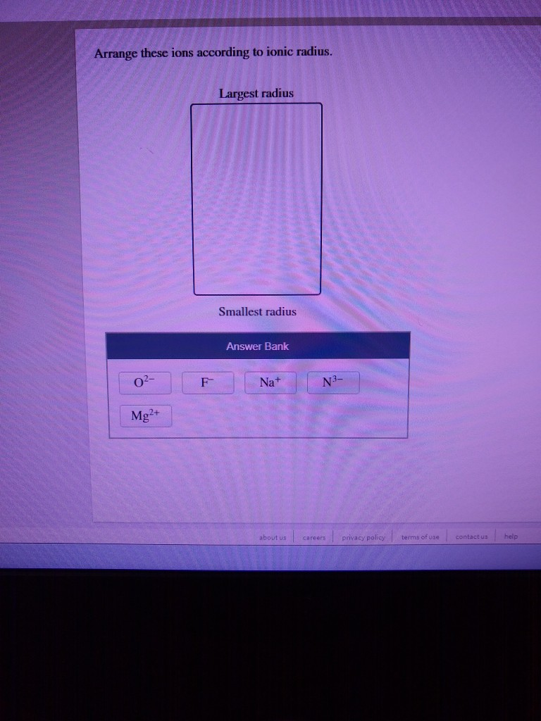Solved Arrange these ions according to ionic radius Largest | Chegg.com