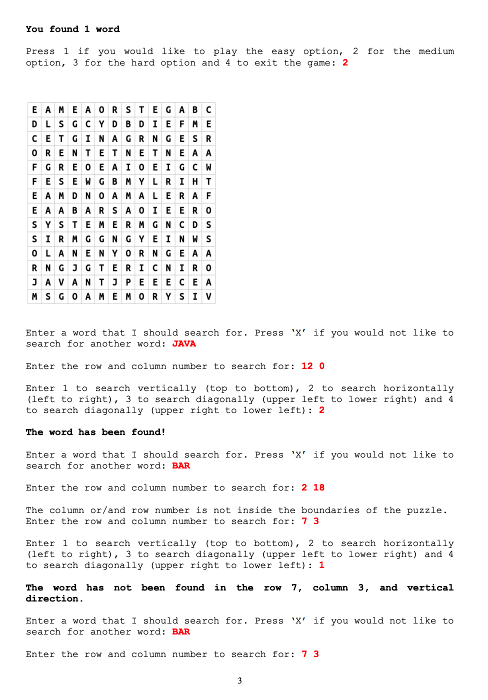Solved Project \#1: Word Search Puzzle OUT: Monday, October | Chegg.com