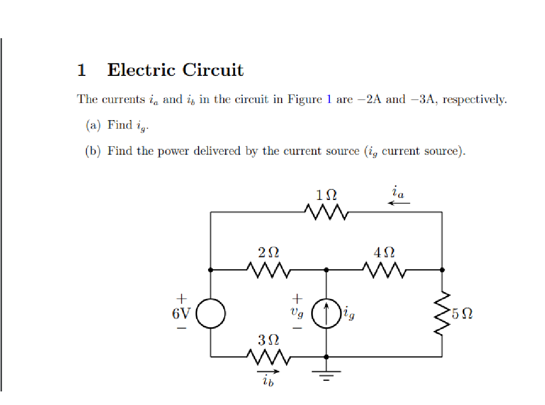 Solved the currents ia and ib in the circuit in Figure 1 are | Chegg.com