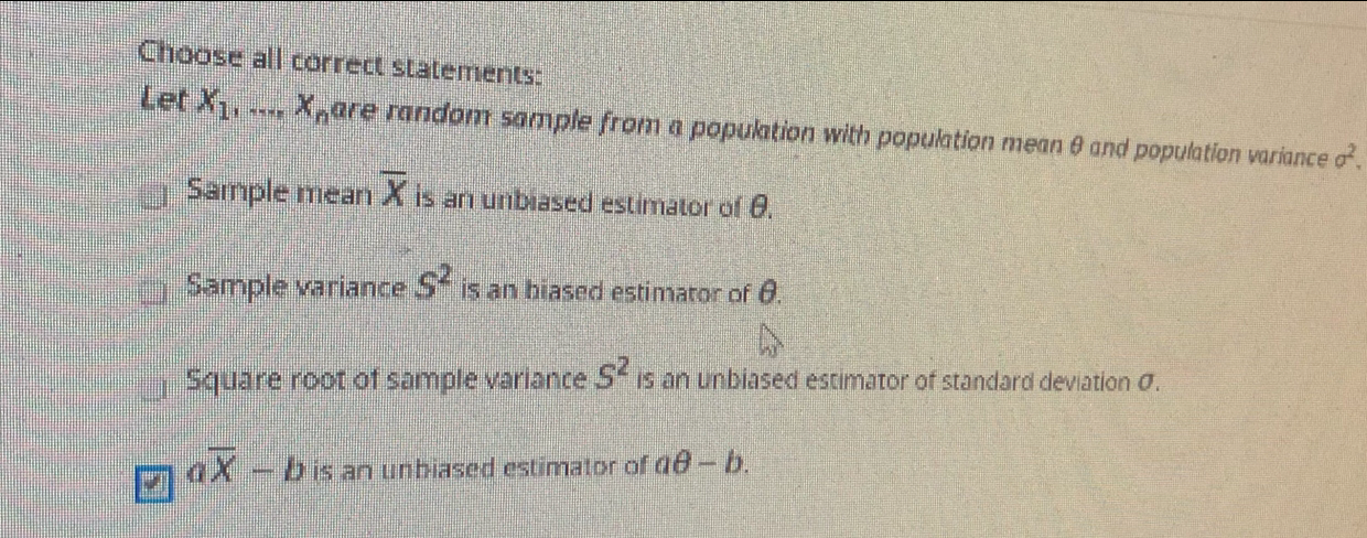 Solved Choose all correct statements: Let X. .... X,are | Chegg.com