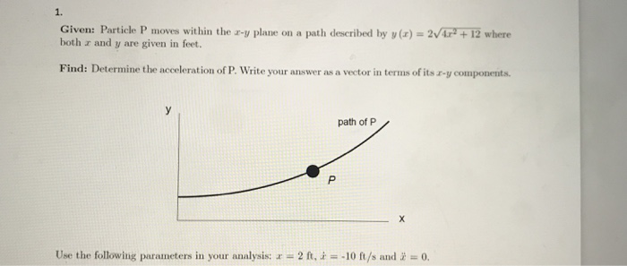 Solved 1. Given: Particle P moves within the r-y plane on a | Chegg.com