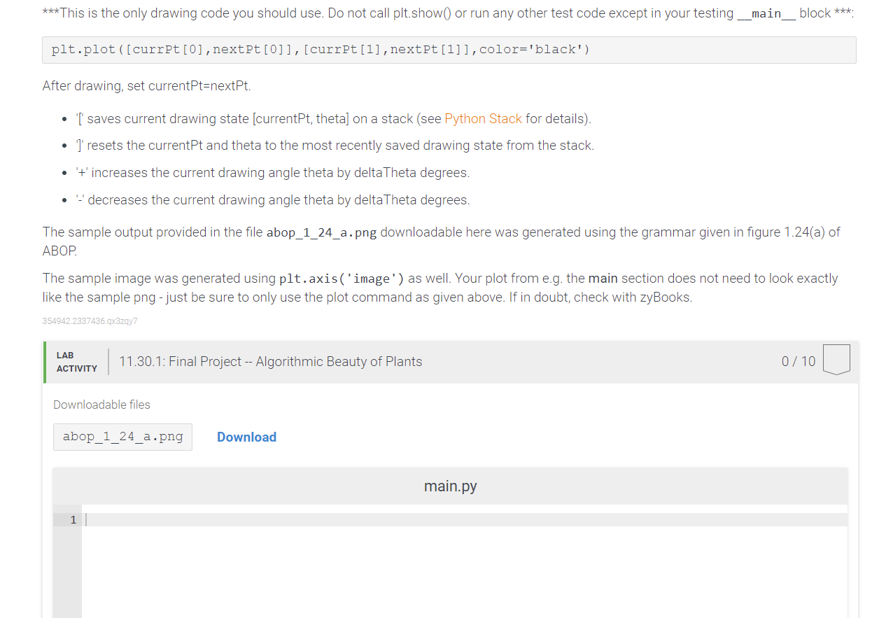 Solved 11.30 Final Project -- Algorithmic Beauty of Plants | Chegg.com