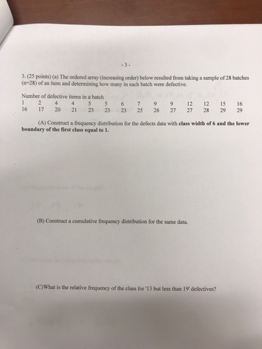 Solved 3.(25 points) (a) The ordered array (increasing | Chegg.com