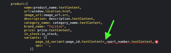 Solved product: \{ name:product_name.textContent, | Chegg.com