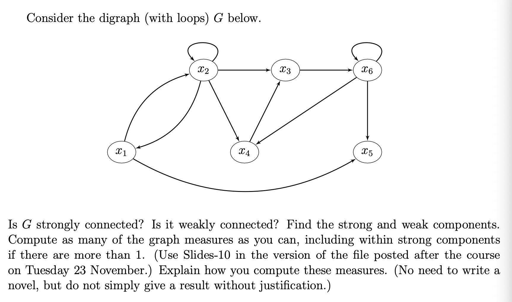 Solved Consider the digraph (with loops) G below. 22 X3 26 | Chegg.com