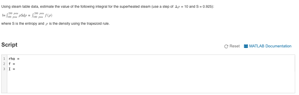 Solved Using steam table data, estimate the value of the | Chegg.com