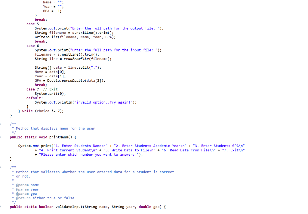 Solved System.out.println("File" + filename + " cannot be | Chegg.com