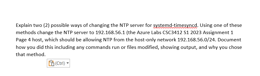 Solved Explain two (2) possible ways of changing the NTP | Chegg.com