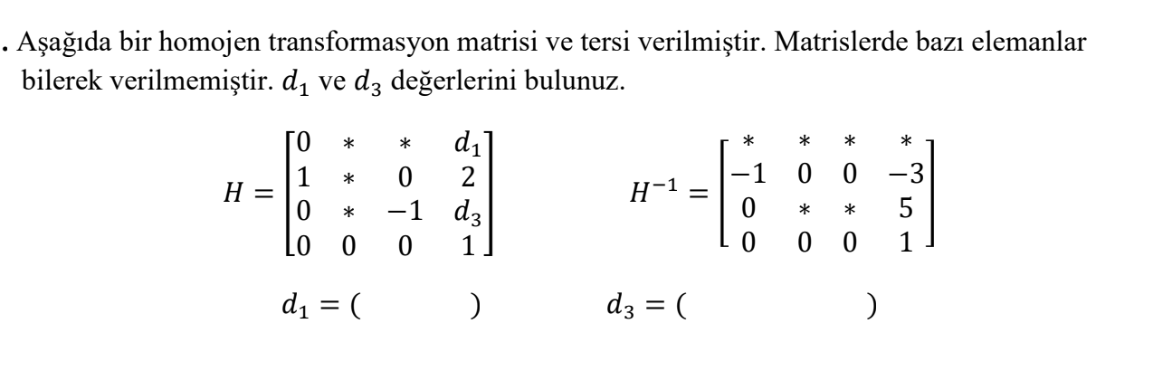 Solved A homogeneous transformation matrix and inverse is | Chegg.com